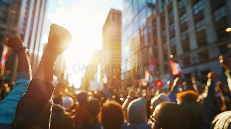 Protesters Demanding Change and Equality in the Sun, Displaying ...