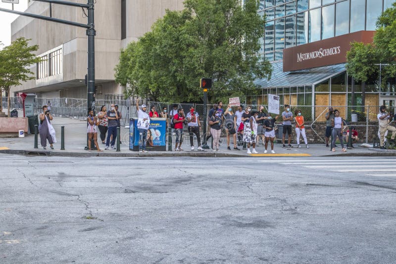 Protesters Downtown Atlanta on a Busy Corner Editorial Image - Image of ...