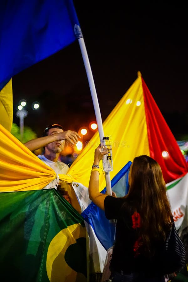 Protesters with red flags editorial stock image. Image of banner - 9828914