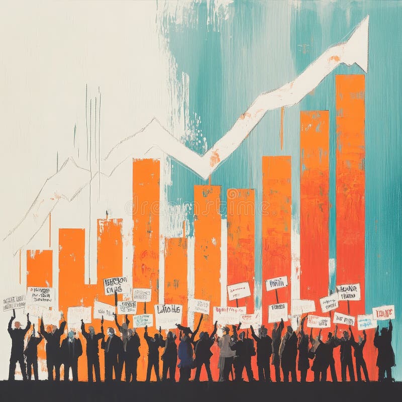 Protesters and Growth Chart Generative AI Stock Illustration ...