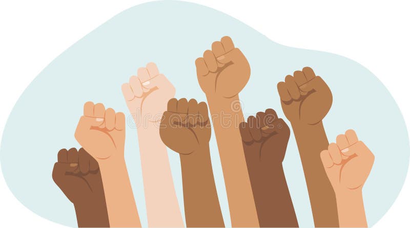 Protesters Hands. Multiracial Fists Hands Up Vector Illustration Stock ... Protesters Hands. Multiracial Fists Hands Up Vector Illustration Stock ...