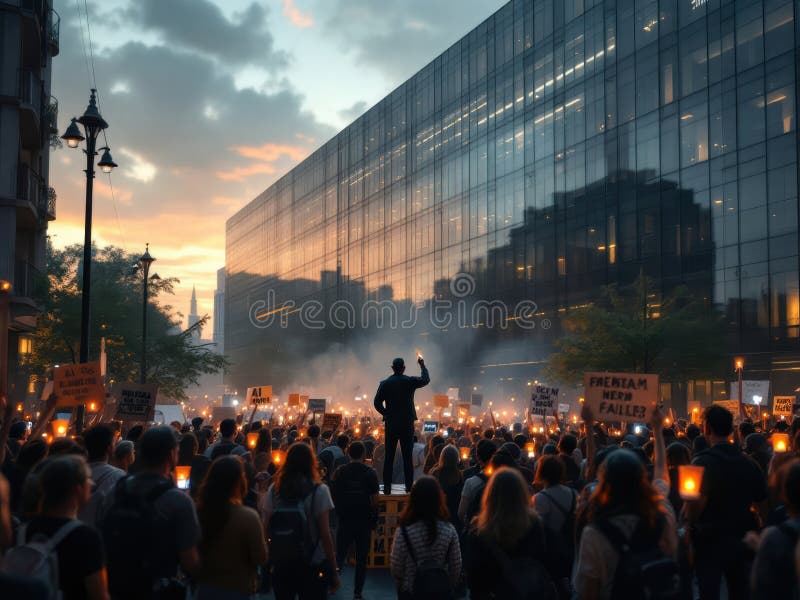 Protesters Marching Against Job Losses Caused by Artificial ...