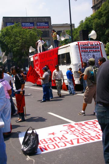 Protesters with red flags editorial stock image. Image of banner - 9828914