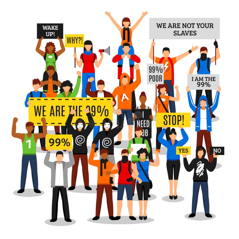 Protesting Crowd Faceless Composition Stock Vector - Illustration of ...