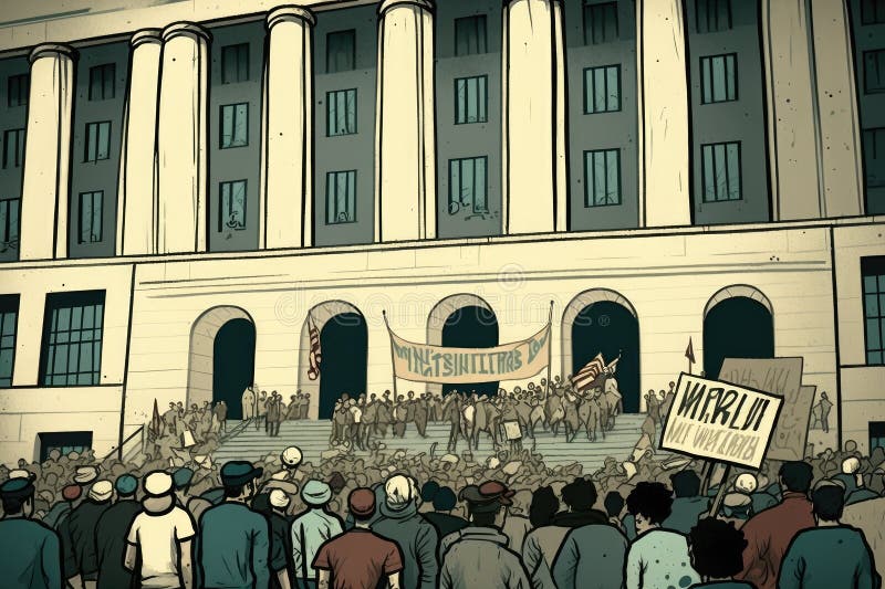 Protesting Crowd, with Peaceful Protest and Signs, in Front of ...