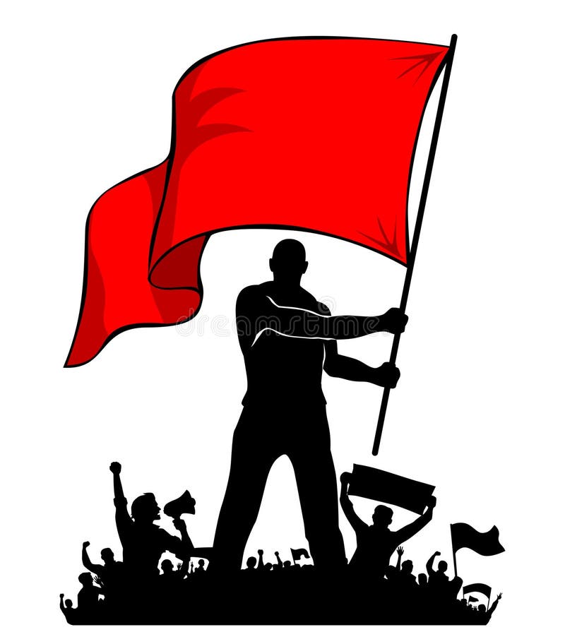 Protesting Man Silhouette with Flag Stock Vector - Illustration of ...