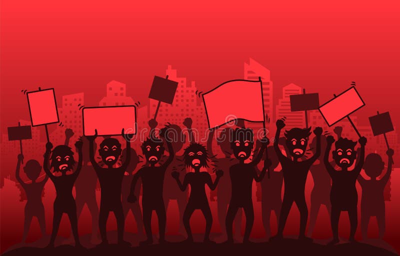 Angry protesters stock vector. Illustration of riot, signs - 30642365