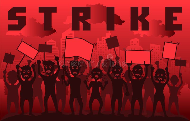 Angry protesters stock vector. Illustration of riot, signs - 30642365