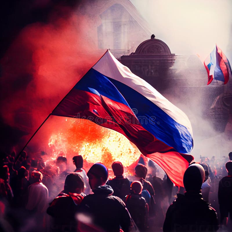 Protests in Russia. People Fighting with Flags at Demonstration. AI ...