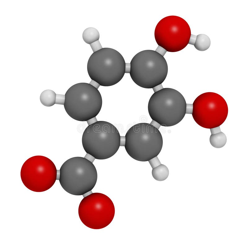 Protocatechuic Acid PCA Green Tea Antioxidant Molecule. 3D Rendering ...