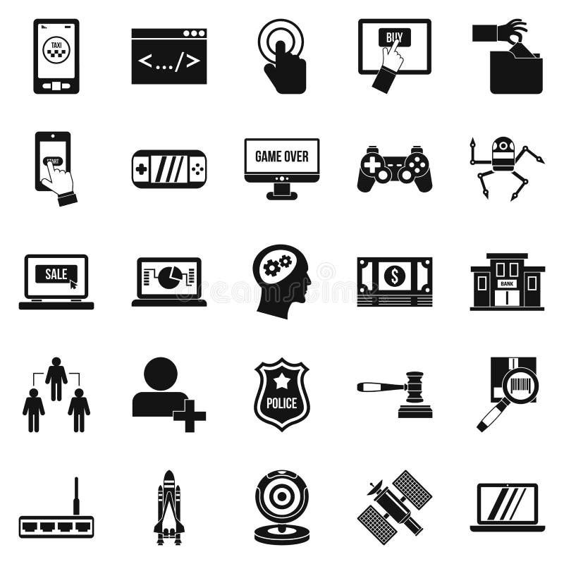 Internet Protocol Icons Set, Simple Style Stock Vector - Illustration ...