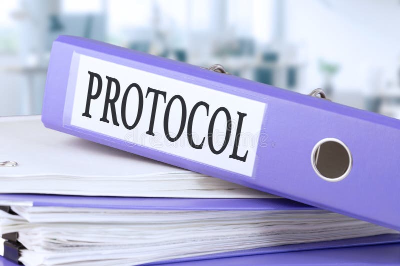 Protocol, Text Written in a Folder with Documents in Trendy Purple ...