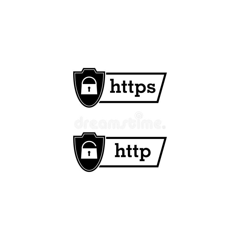 Protocolos Http Y Https Sobre El Escudo. Icono Seguro Aislado En Fondo Blanco Ilustración del ...