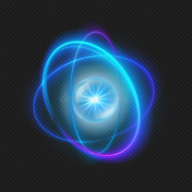 Proton or Atom Core Symbol with Neon Light Stock Illustration ...