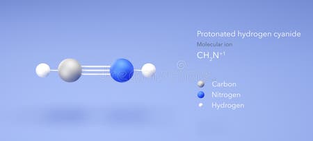 Protonated Hydrogen Cyanide Molecule, Molecular Structures, Molecular ...