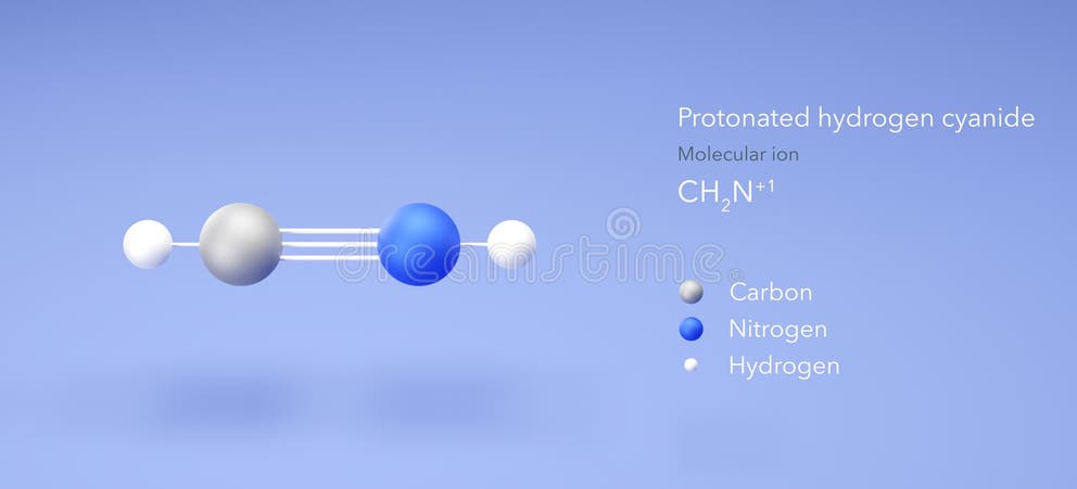 Protonated Hydrogen Cyanide Molecule, Molecular Structures, Molecular ...