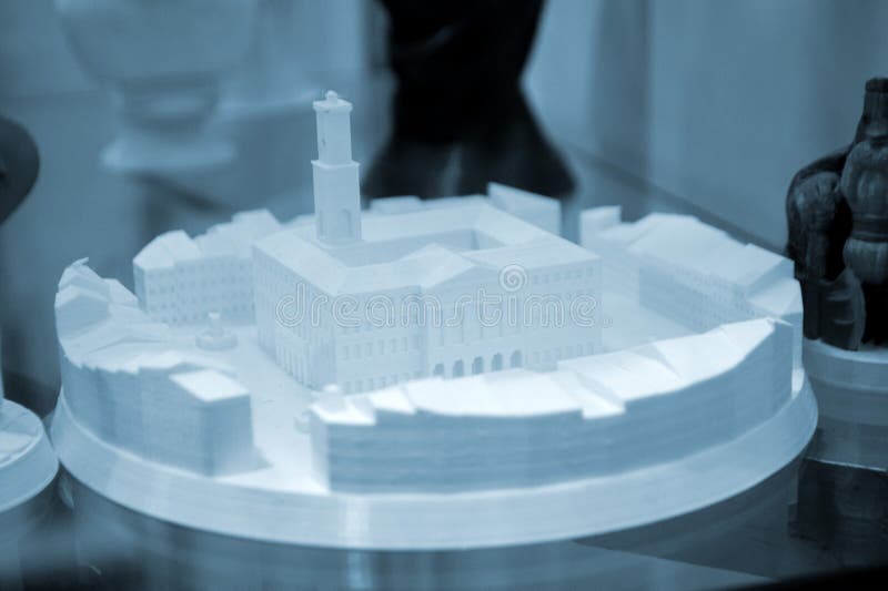 Prototype Building 3D Printed from Melted White Color Close-up Model ...