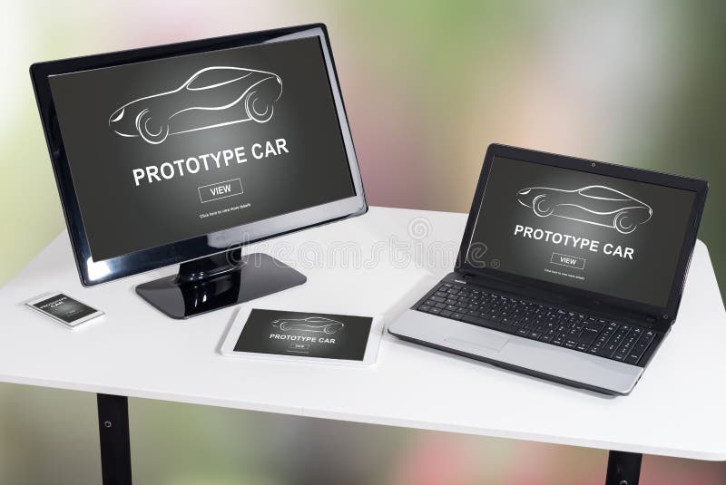 Prototype Car Concept on Different Devices Stock Photo - Image of ...