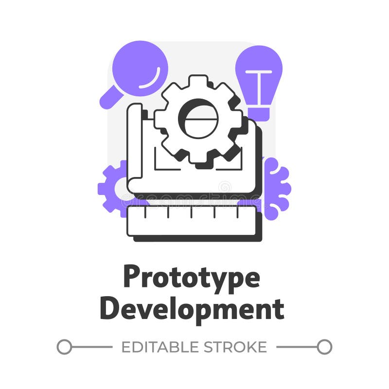 Prototype Development Flat Outline Concept Icon Stock Vector - Illustration of development ...