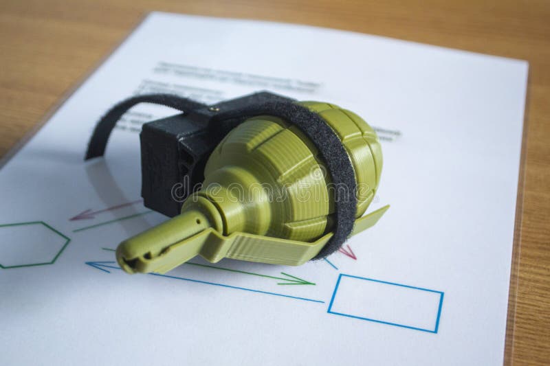 Prototype Model Grenade Ammunition Printed on 3D Printer. Small Models Grenade Stock Photo ...