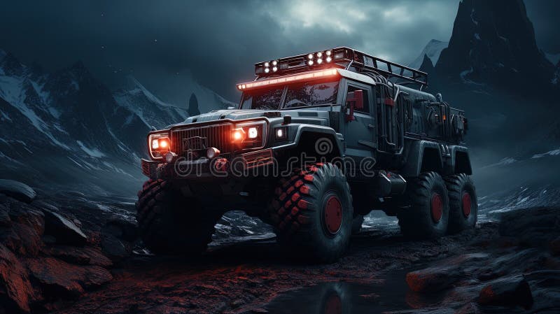 Prototype of a Planetary Exploration Vehicle or Truck in a Wasteland ...