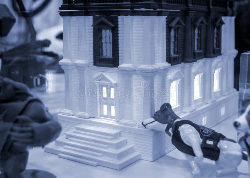 Prototype Printed on 3D Printer Brick Building with Columns and Glowing ...