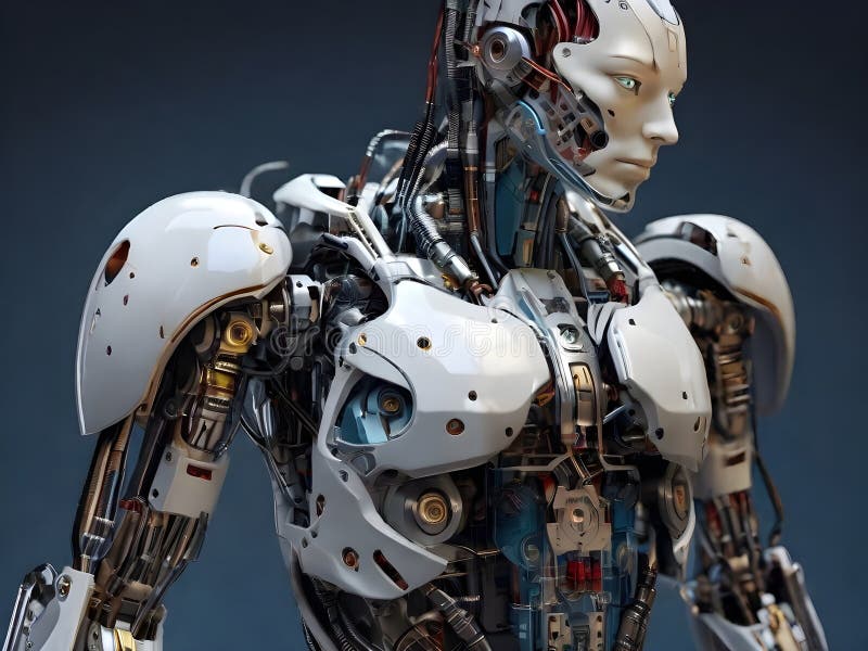 A Prototype of Robot Cyborg Soldier Stock Illustration - Illustration ...