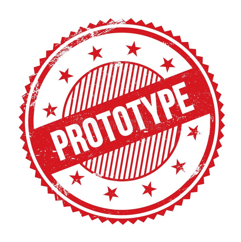 PROTOTYPE Text Written on Red Grungy Round Stamp Stock Illustration ...