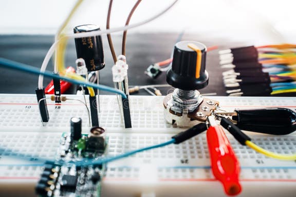 Prototyping Electronic Board with Components Stock Image - Image of ...