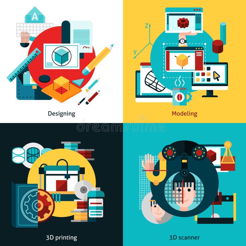 Prototyping and Modeling 2x2 Design Concept Stock Vector - Illustration ...