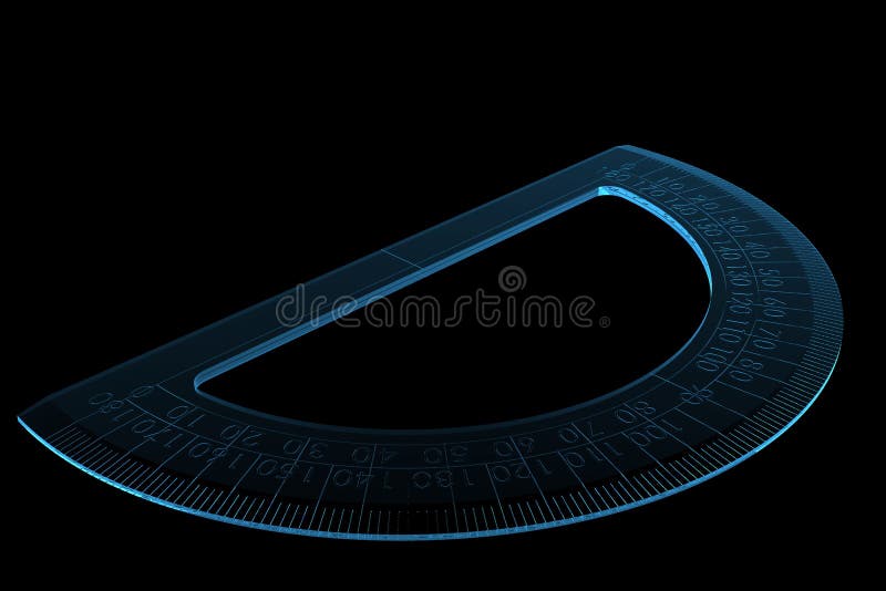Protractor 180 3D X-Ray Blue Stock Illustration - Illustration of ...