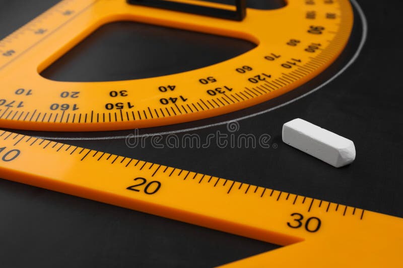 Protractor and Ruler with Measuring Length and Degrees Markings on ...