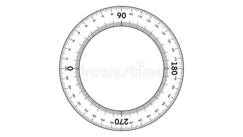 Protractor Circle To Measure Geometrical Angles and Coordinates Stock ...