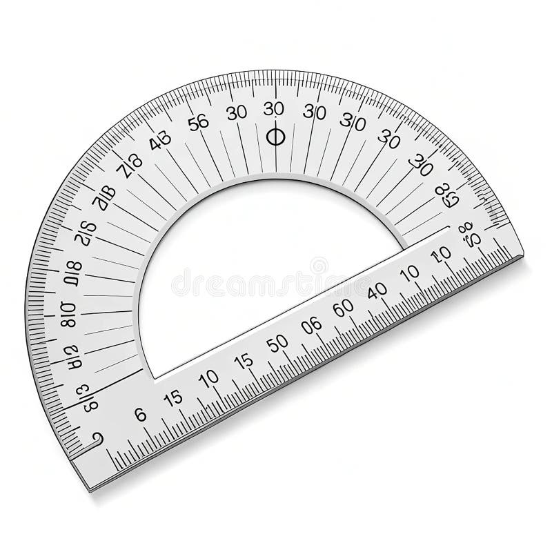 Protractor with 180 Degree Markings on White Background Stock ...