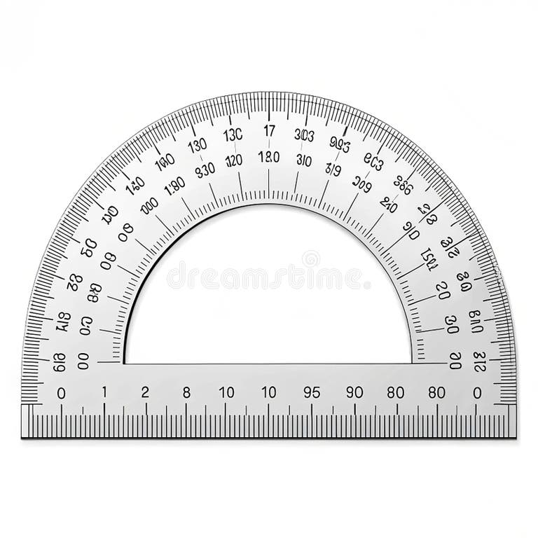 Protractor with 180 Degree Markings on White Background Stock ...