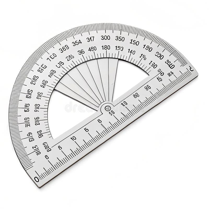 Protractor with 180 Degree Markings on White Background Stock ...