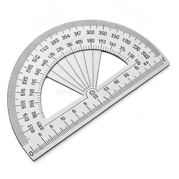 Protractor with 180 Degree Markings on White Background Stock ...