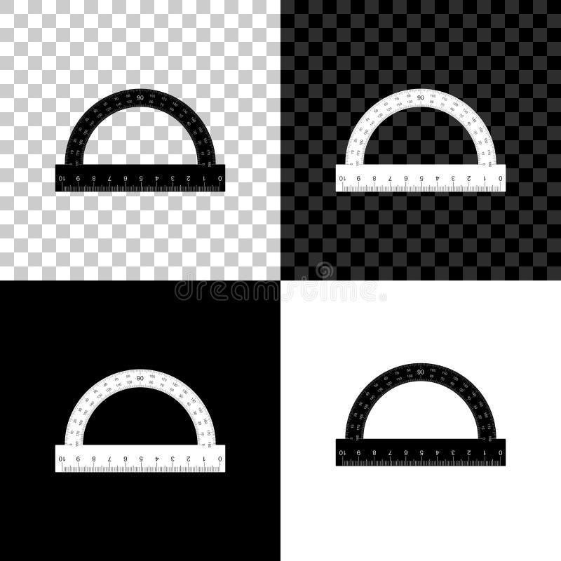 Protractor Grid for Measuring Degrees Icon Isolated on Black, White and ...