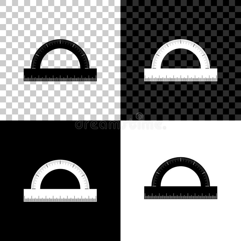 Protractor Grid for Measuring Degrees Icon Isolated on Black, White and ...