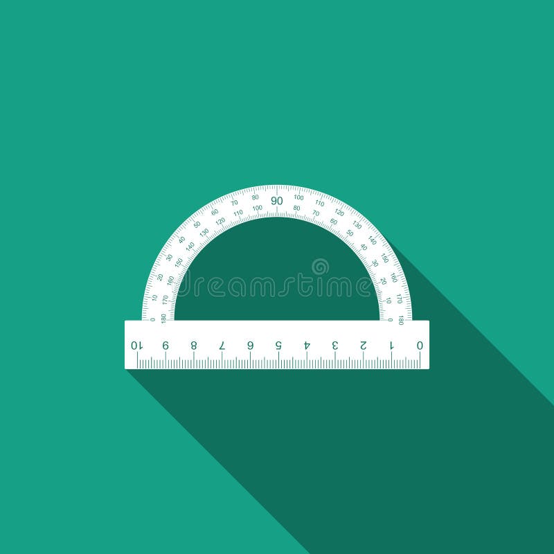 Protractor Grid for Measuring Degrees Icon Isolated with Long Shadow ...