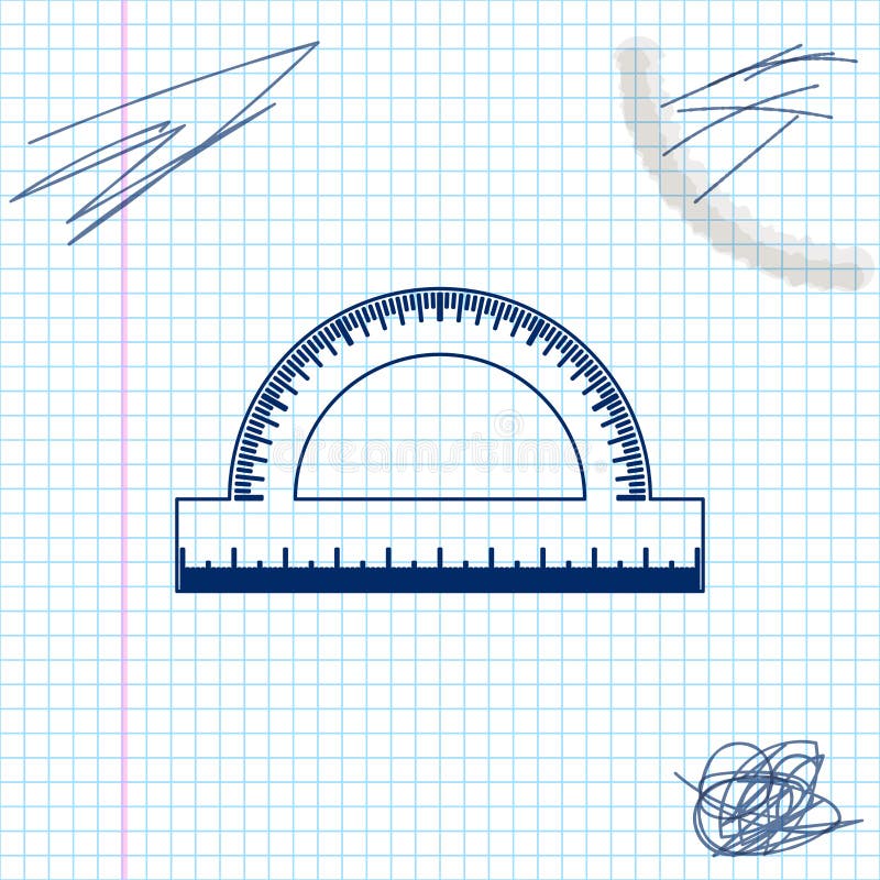 Protractor Grid for Measuring Degrees Line Sketch Icon Isolated on ...