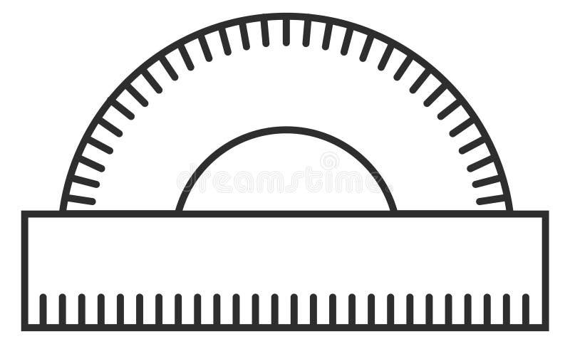 Protractor Line Icon. Geometry Angle Measurement Symbol Stock Photo ...