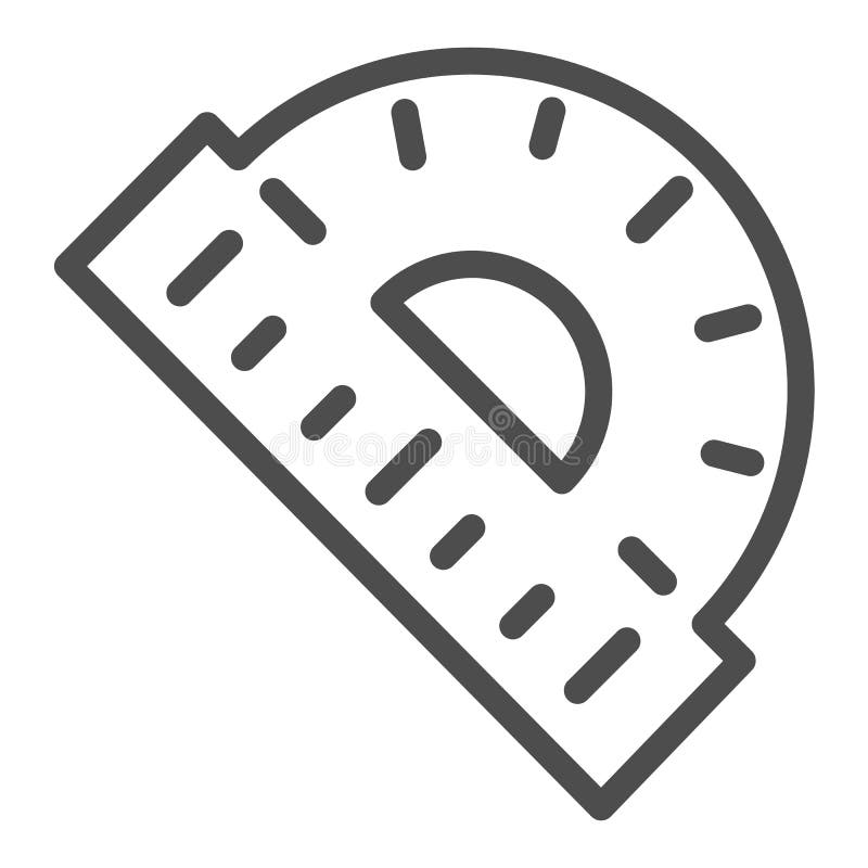 Protractor Line Icon, School Stationery Concept, Protractor Grid for ...