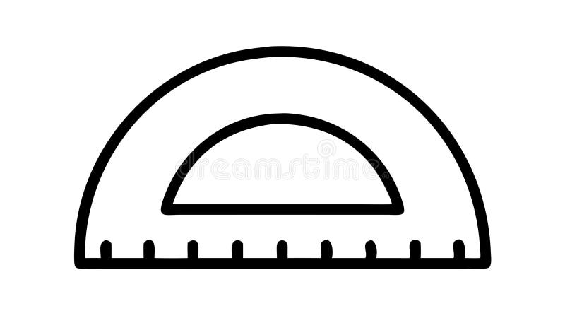 Protractor Outline Icon for Geometry Angle Measure Draft, Vector Design ...