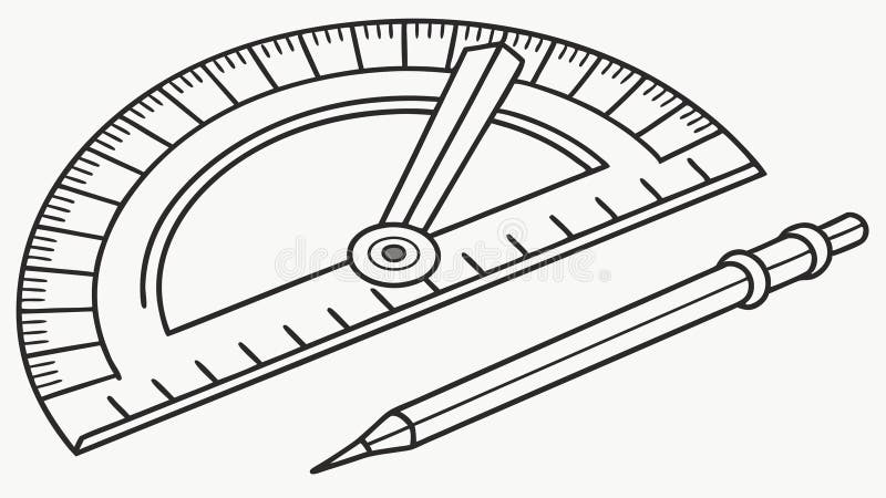 Protractor and Pencil, Essential Geometry Tools, Technical Drawing ...