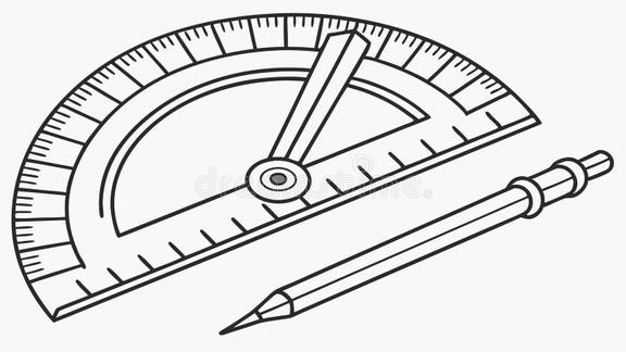 Protractor and Pencil, Essential Geometry Tools, Technical Drawing ...