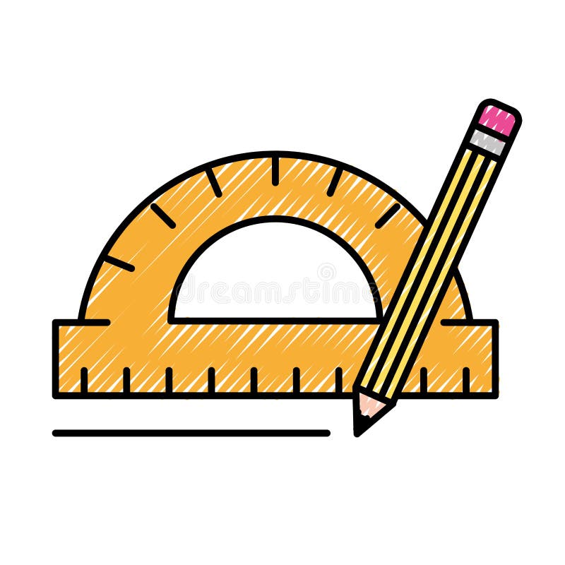 Protractor Pencil Graphic Design Tools Stock Illustration ...