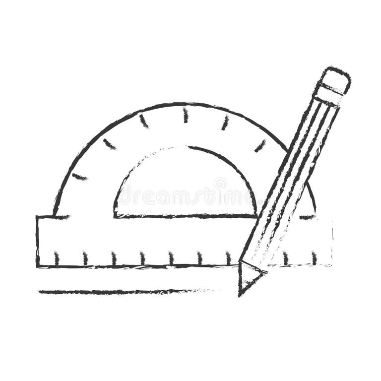 Protractor Pencil Graphic Design Tools Stock Illustration ...