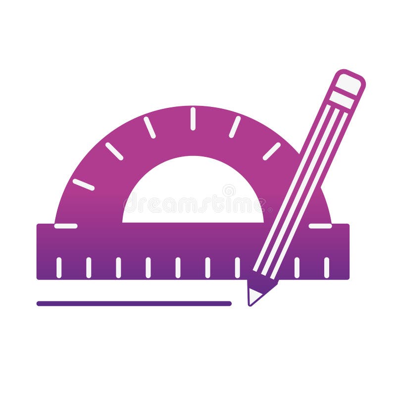 Protractor Pencil Graphic Design Tools Stock Vector - Illustration of ...