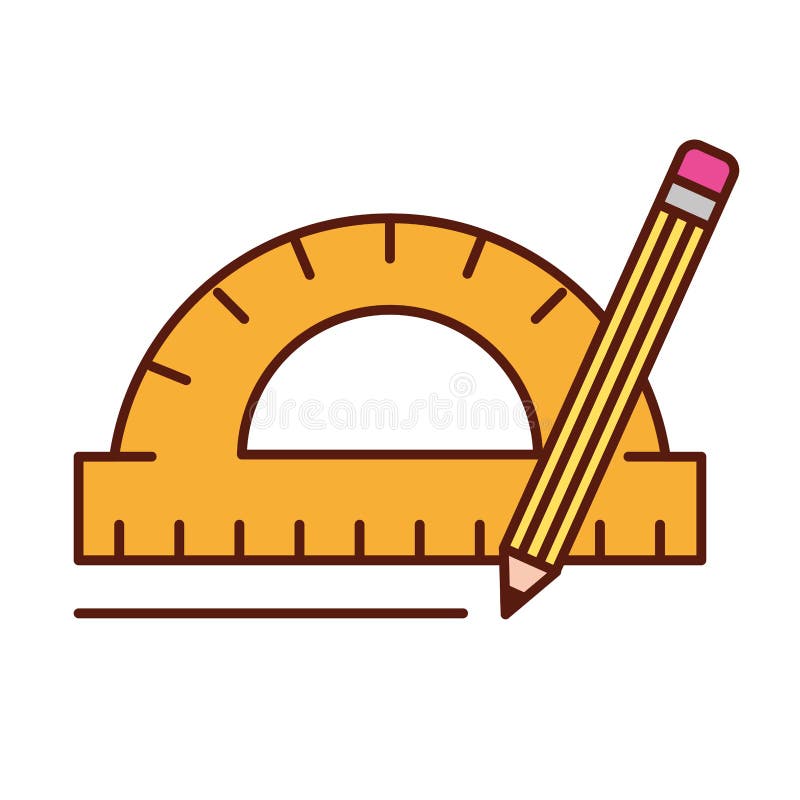 Protractor Pencil Graphic Design Tools Stock Illustration ...